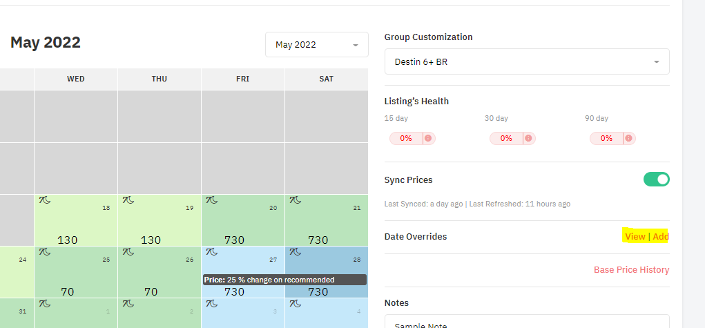 Adding Date-Specific Overrides in PriceLabs