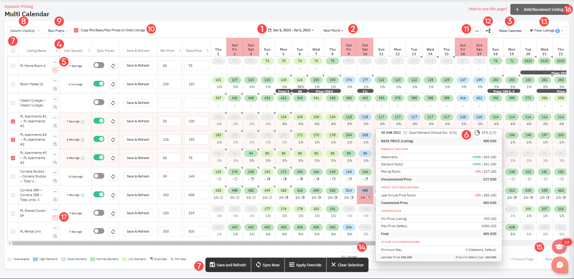 Understanding the PriceLabs Multicalendar